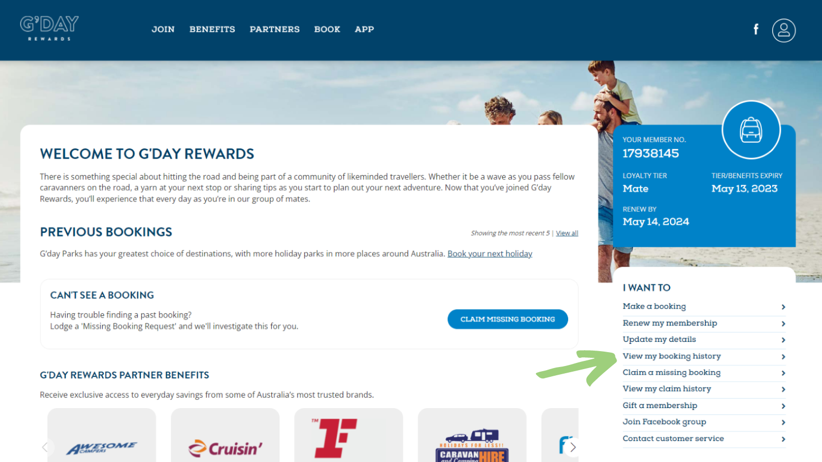 Where can I see my past bookings? – G'day Rewards